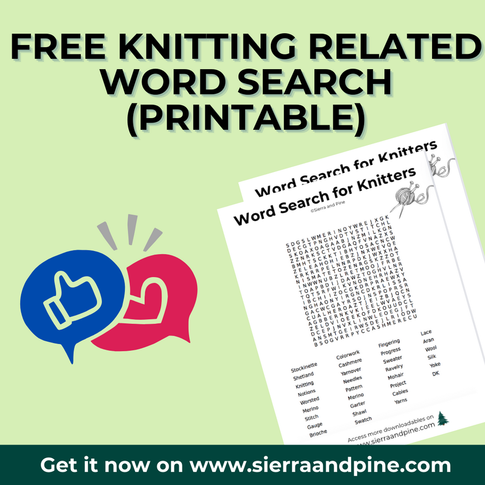 FREE Printable Word Search for Knitters – Sierra and Pine
